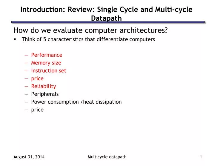 Ppt Introduction Review Single Cycle And Multi Cycle Datapath Powerpoint Presentation Id