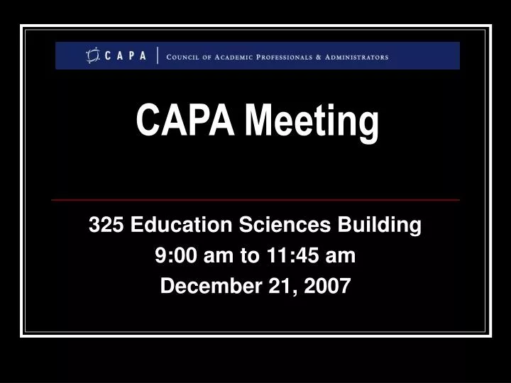 PPT - CAPA Meeting PowerPoint Presentation, free download - ID:3734057