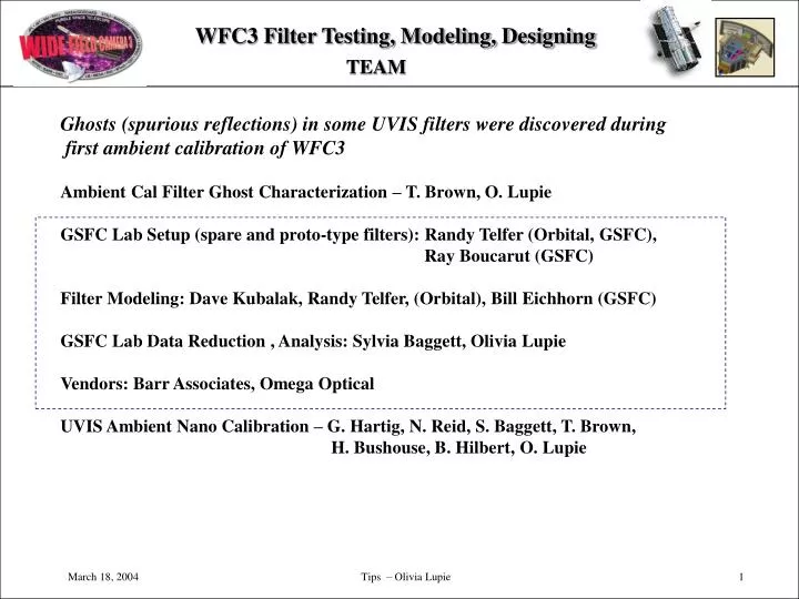 PPT - WFC3 Filter Testing, Modeling, Designing PowerPoint Presentation ...