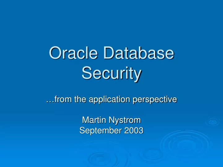 Ppt Oracle Database Security Powerpoint Presentation Free Download