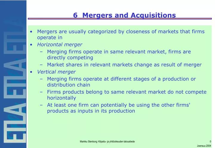 PPT - 6 Mergers and Acquisitions PowerPoint Presentation, free download ...