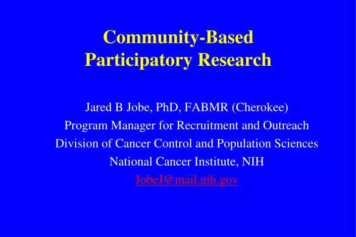 PPT - Community-Based Participatory Research PowerPoint Presentation ...