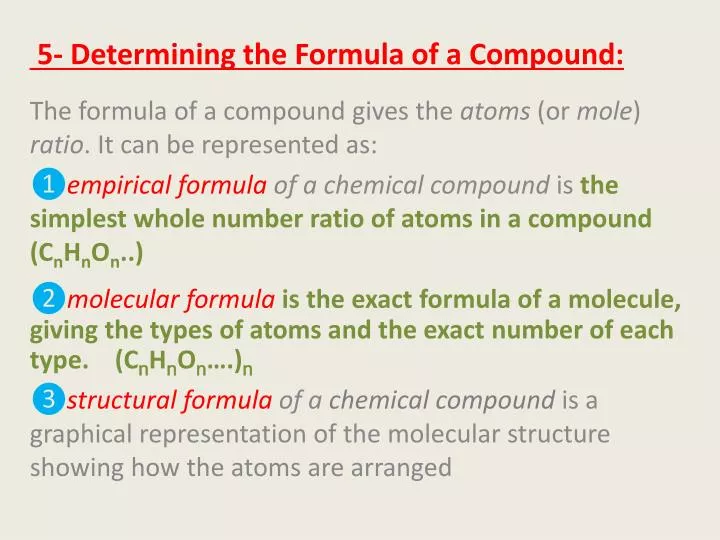 PPT - 5- Determining the Formula of a Compound: PowerPoint Presentation ...