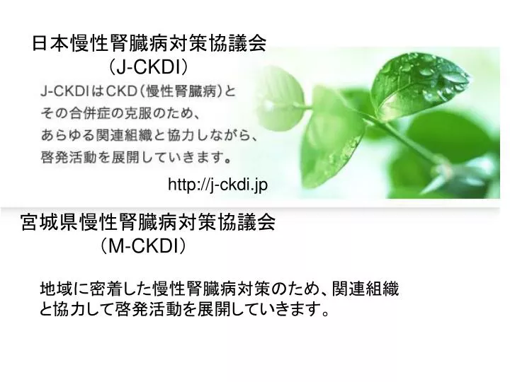 PPT - 日本慢性腎臓病対策協議会 （ J-CKDI ） PowerPoint Presentation - ID:3742091