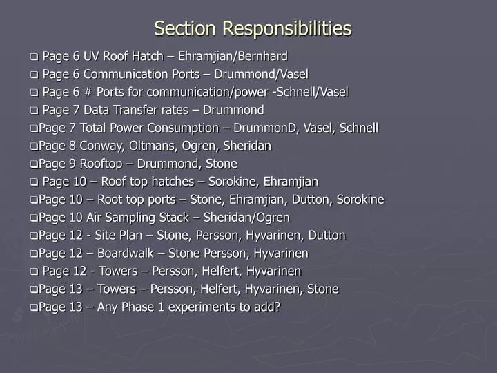 PPT - Section Responsibilities PowerPoint Presentation, free download ...