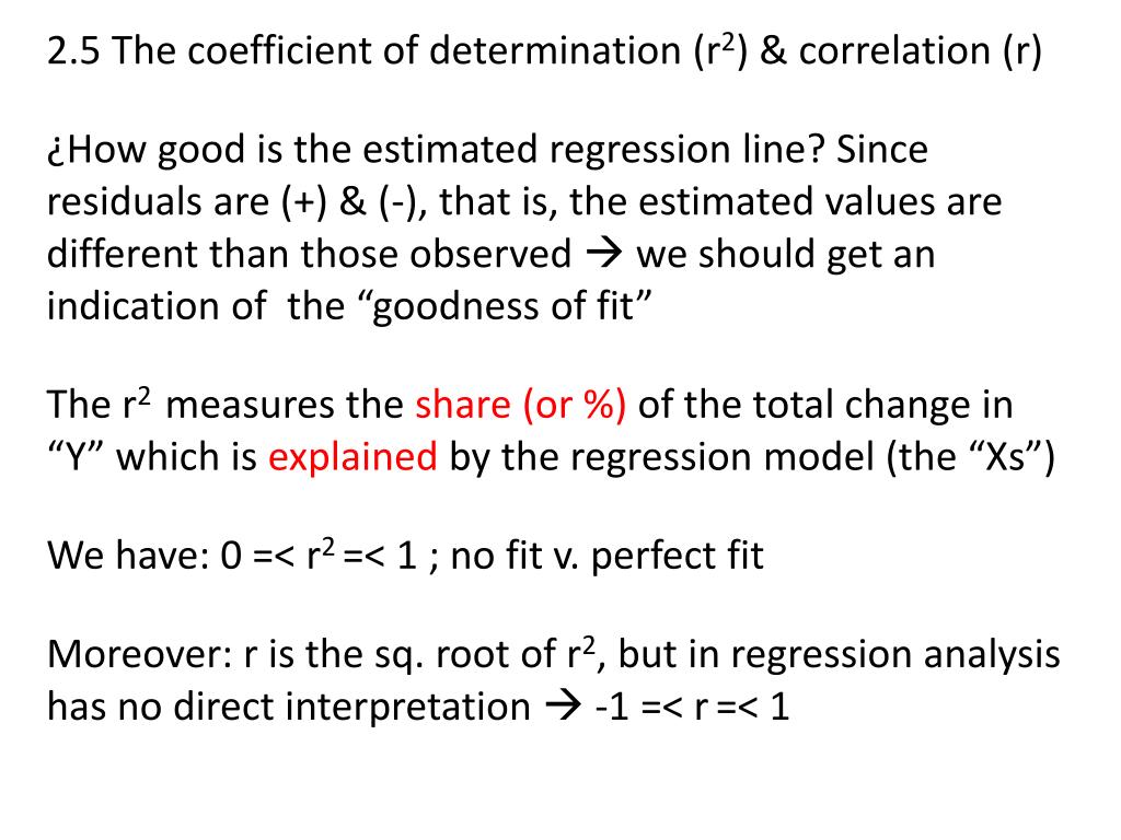 Ppt 2 5 The Coefficient Of Determination R 2 And Correlation R
