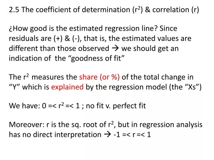 Ppt 2 5 The Coefficient Of Determination R 2 And Correlation R