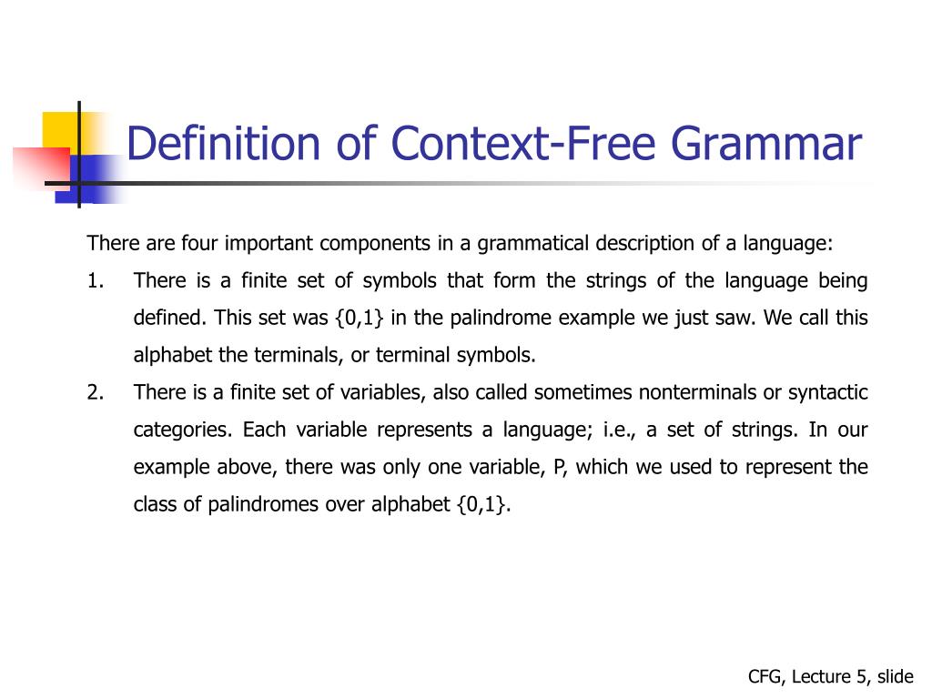 PPT - Lecture Five: Context Free Grammar (CFG) PowerPoint Presentation ... PPT - Lecture Five: Context Free Grammar (CFG) PowerPoint Presentation ...