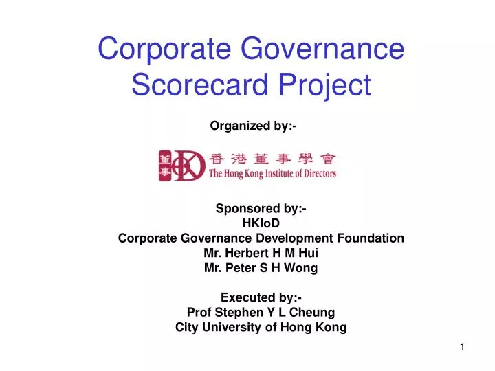 PPT - Corporate Governance Scorecard Project PowerPoint Presentation ...