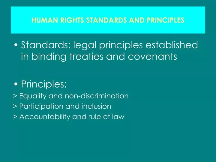 PPT - HUMAN RIGHTS STANDARDS AND PRINCIPLES PowerPoint Presentation ...