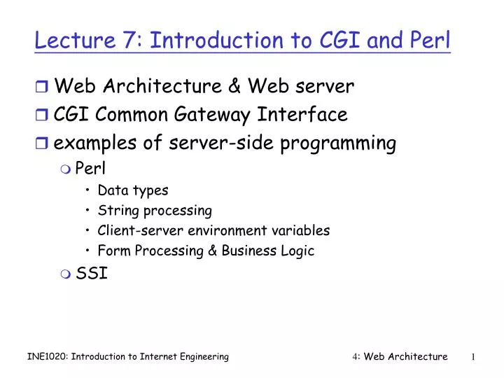Ppt Lecture 7 Introduction To Cgi And Perl Powerpoint Presentation