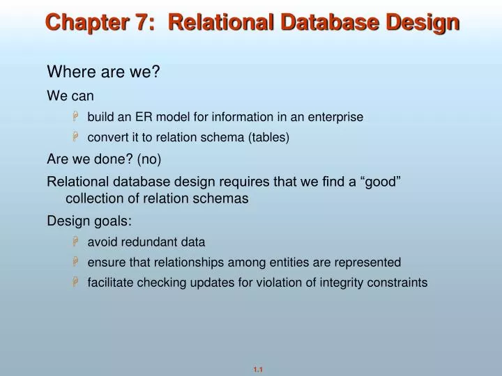 Ppt Chapter 7 Relational Database Design Powerpoint Presentation 4036