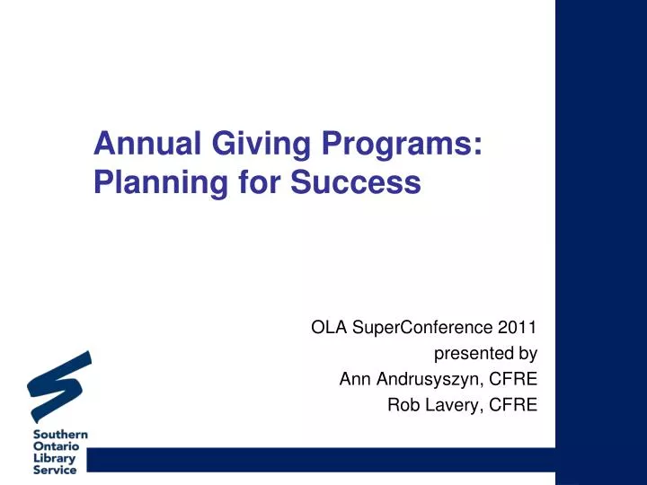 PPT - Annual Giving Programs: Planning for Success PowerPoint ...