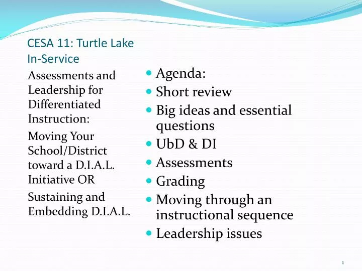 PPT - CESA 11: Turtle Lake In-Service PowerPoint Presentation, free ...