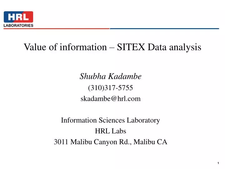 PPT - Value of information – SITEX Data analysis PowerPoint ...
