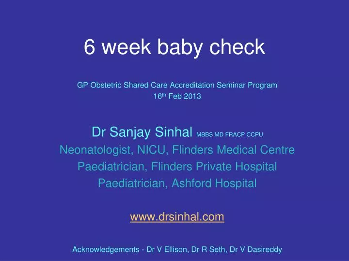 PPT - 6 week baby check PowerPoint Presentation, free download - ID:3754840