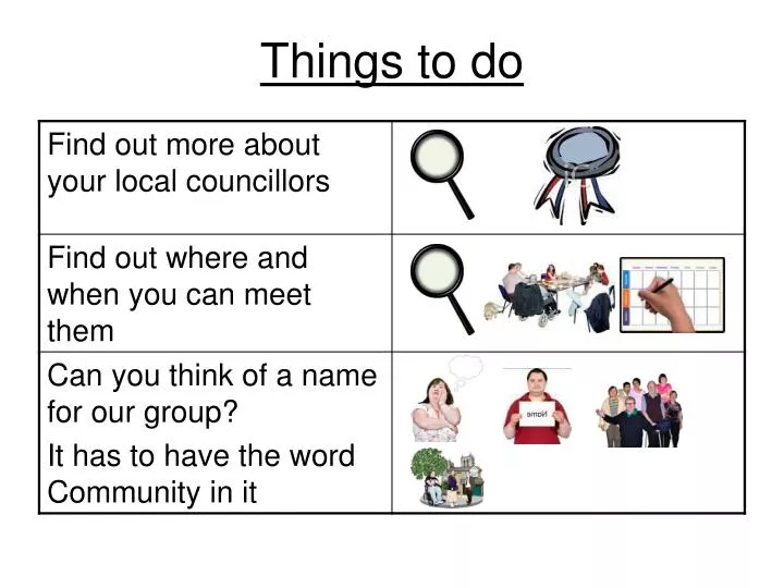 PPT - Things to do PowerPoint Presentation, free download - ID:3756084