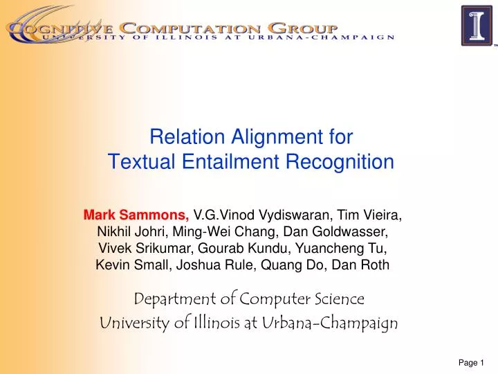 PPT - Relation Alignment for Textual Entailment Recognition PowerPoint Presentation - ID:3758046