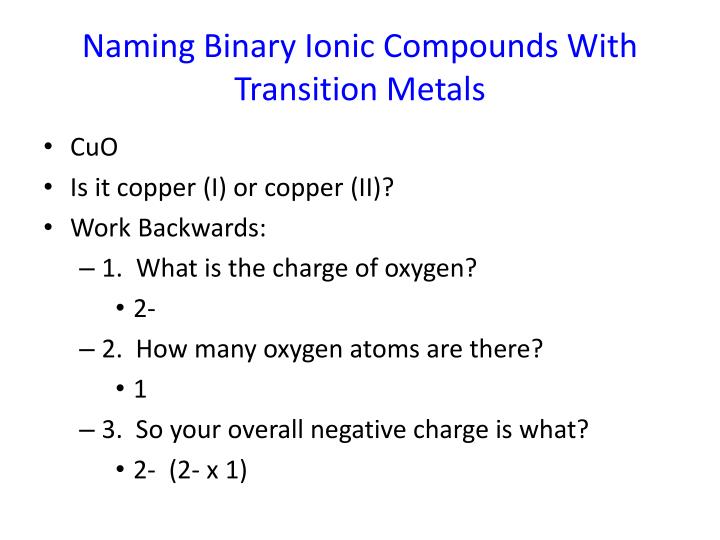 PPT - Writing Formulas for Binary Ionic Compounds PowerPoint ...