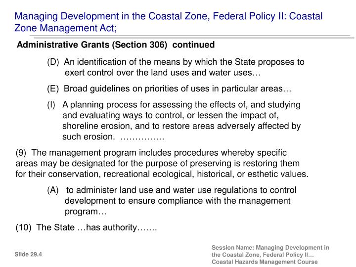 PPT - Managing Development in the Coastal Zone, Federal Policy II ...