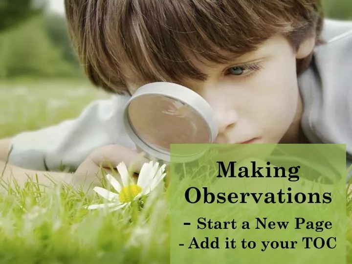 PPT - Making Observations - Start a New Page - Add it to your TOC ...