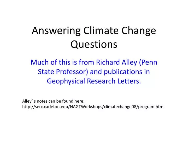 PPT - Answering Climate Change Questions PowerPoint Presentation, free ...