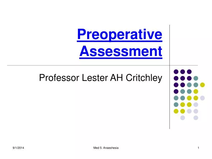 PPT - Preoperative Assessment PowerPoint Presentation, free download ...