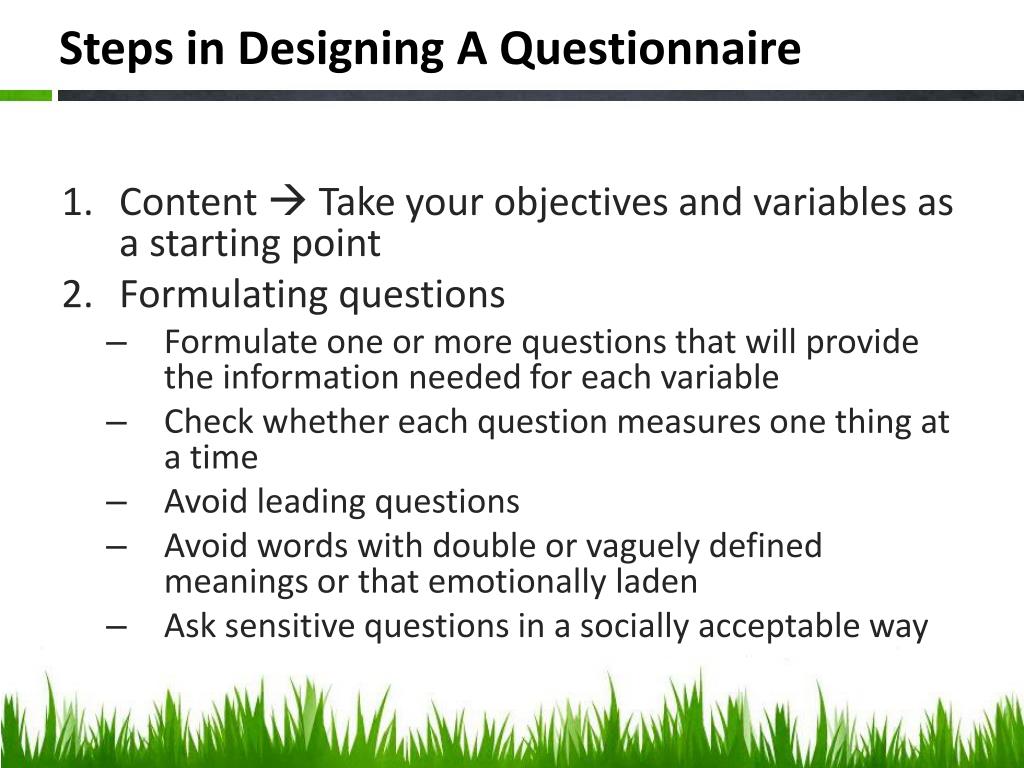 PPT - QUESTIONNAIRE DESIGN AND VALIDATION PowerPoint Presentation, free ...