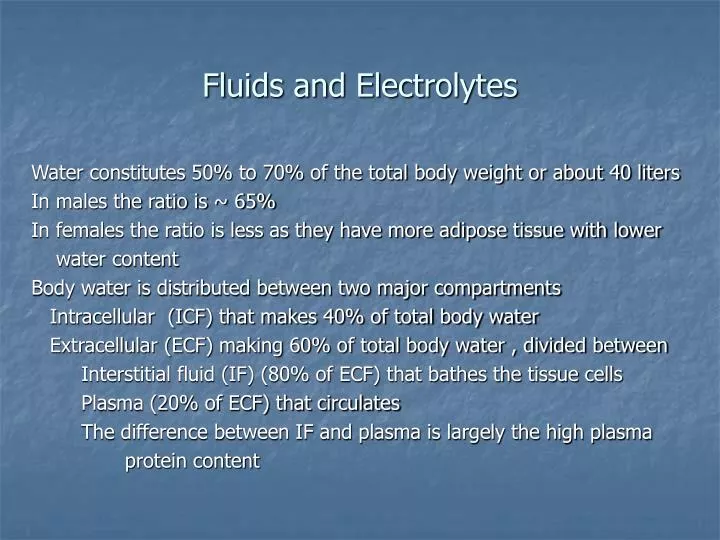 PPT - Fluids and Electrolytes PowerPoint Presentation, free download ...