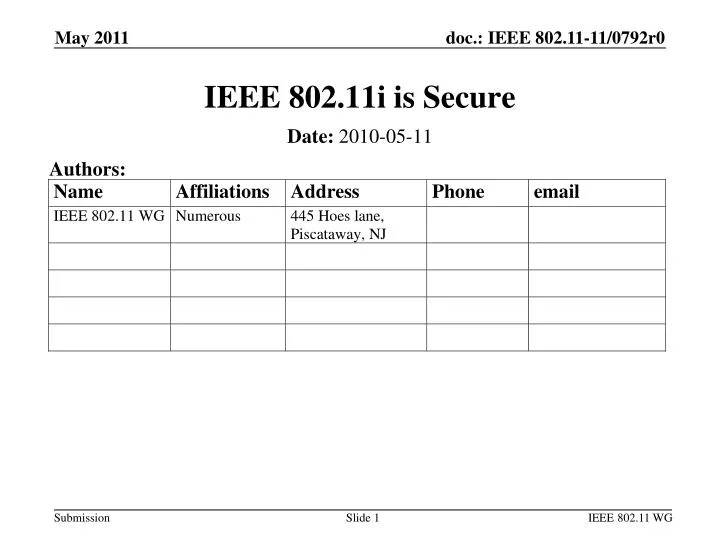 PPT - IEEE 802.11i is Secure PowerPoint Presentation, free download ...