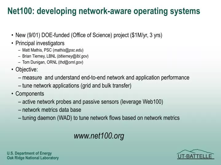 PPT - Net100: developing network-aware operating systems PowerPoint ...