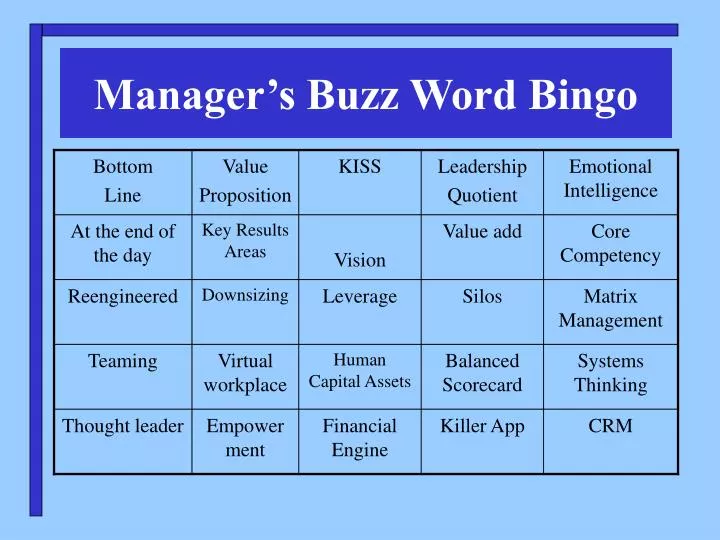 PPT - Manager’s Buzz Word Bingo PowerPoint Presentation, free download ...