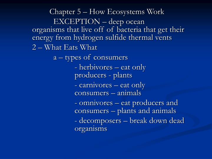 PPT - Chapter 5 – How Ecosystems Work Section 1 – Energy Flow in ...