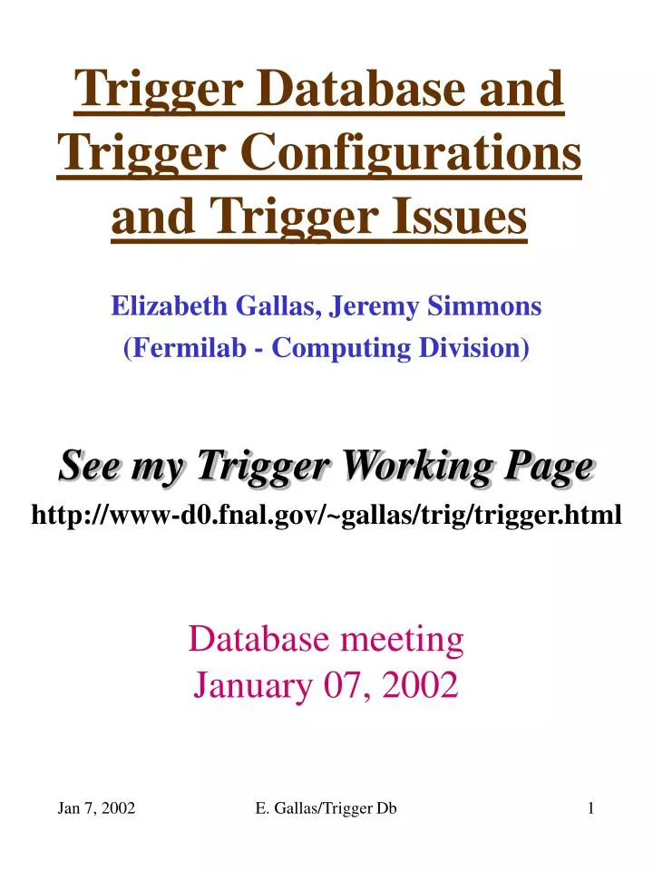 Ppt Trigger Database And Trigger Configurations And Trigger Issues 7913
