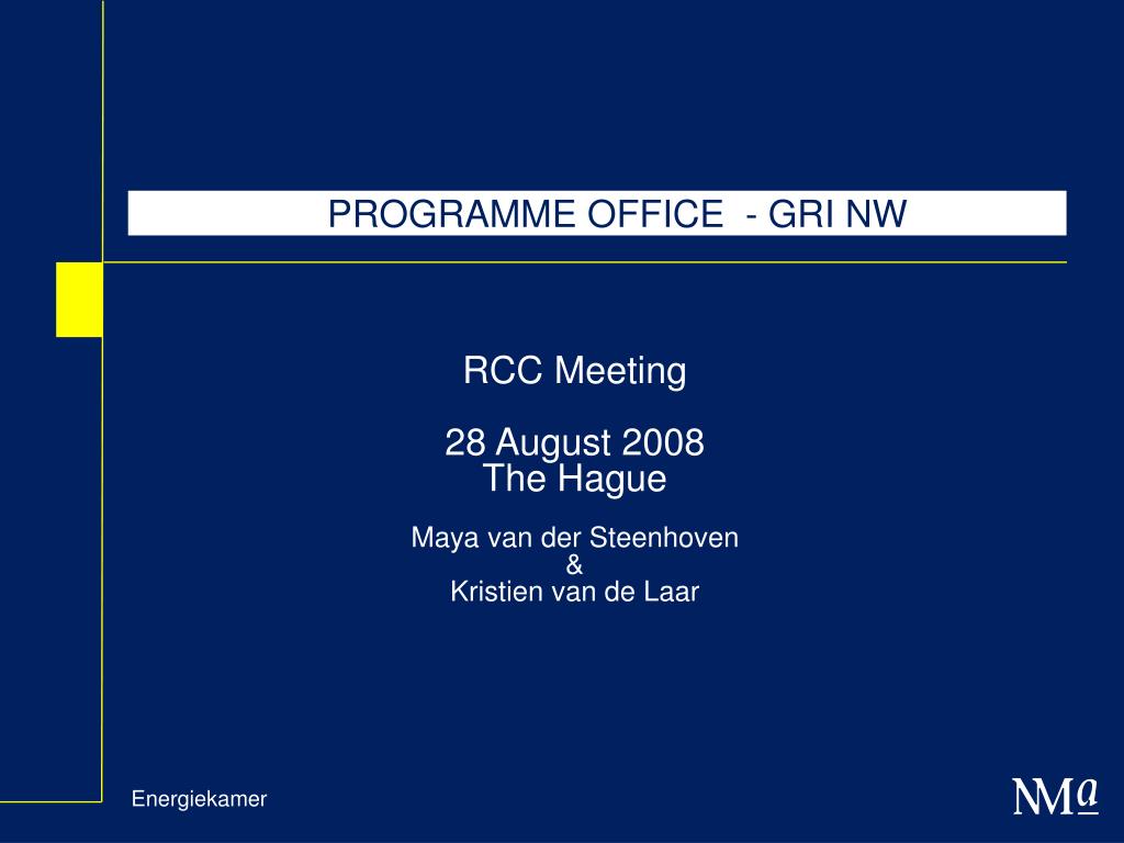 PPT - RCC Meeting 28 August 2008 The Hague Maya van der Steenhoven ...