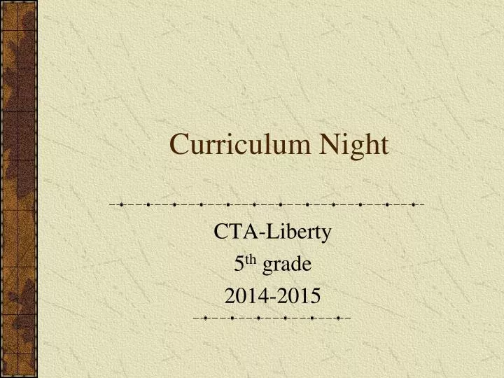 PPT - Curriculum Night PowerPoint Presentation, free download - ID:3769615