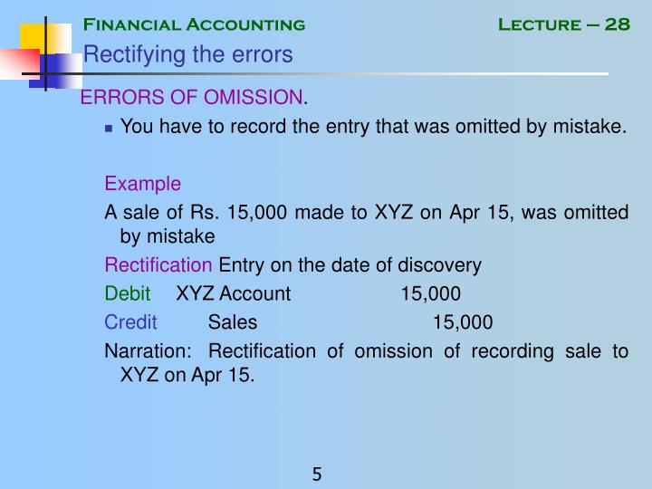 PPT - Rectification of errors PowerPoint Presentation - ID:3769952