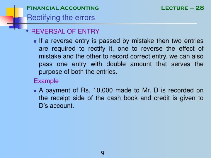 PPT - Rectification of errors PowerPoint Presentation - ID:3769952