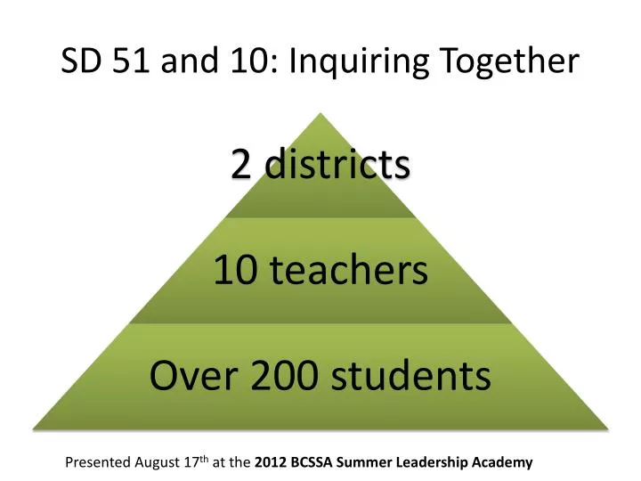 PPT - SD 51 and 10: Inquiring Together PowerPoint Presentation, free ...