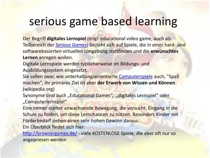 PPT - serious game based learning PowerPoint Presentation, free ...