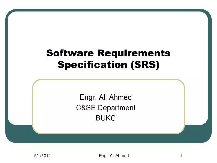 PPT - Software Requirements Specification (SRS) PowerPoint Presentation - ID:3771597