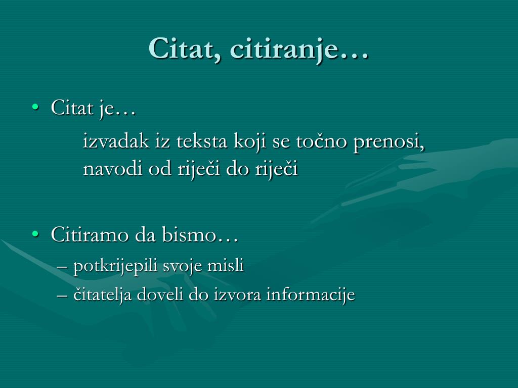 PPT - Citat, citiranje, sastavljanje popisa literature PowerPoint ...