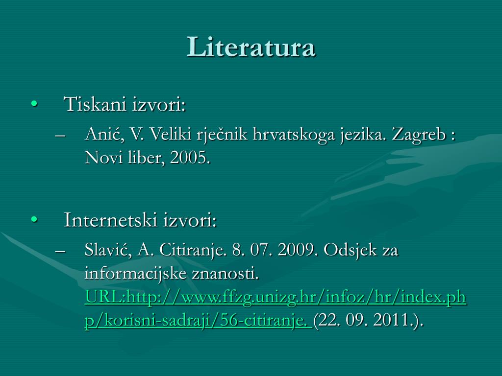 PPT - Citat, citiranje, sastavljanje popisa literature PowerPoint ...