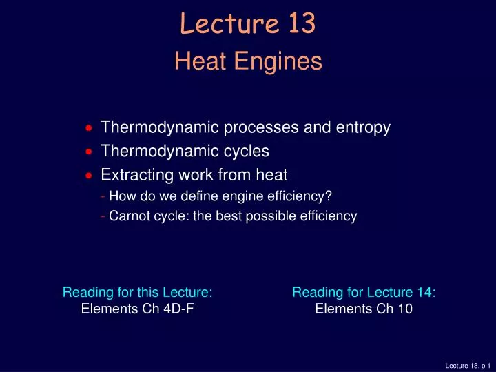 PPT - Lecture 13 Heat Engines PowerPoint Presentation, free download ...