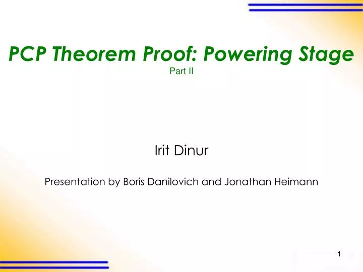 PPT - PCP Theorem Proof: Powering Stage PowerPoint Presentation, free ...