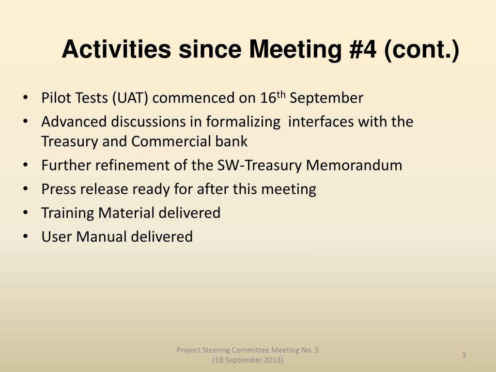 PPT - Project Steering Committee Meeting No. 5 18 th September 2013 ...
