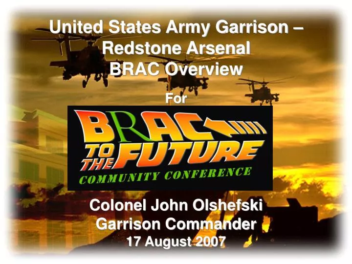 PPT - United States Army Garrison – Redstone Arsenal BRAC Overview For ...