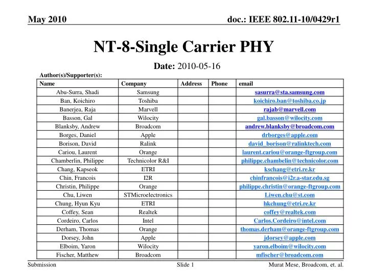 PPT - NT-8-Single Carrier PHY PowerPoint Presentation, free download ...
