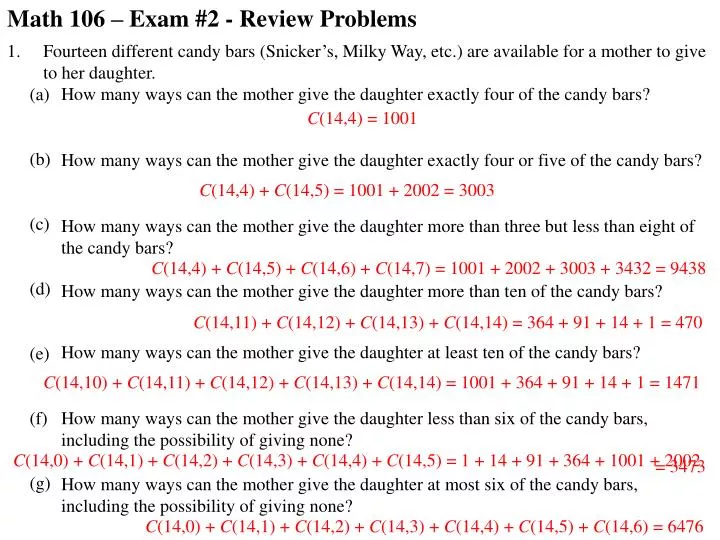 PPT - Math 106 – Exam #2 - Review Problems PowerPoint Presentation ...