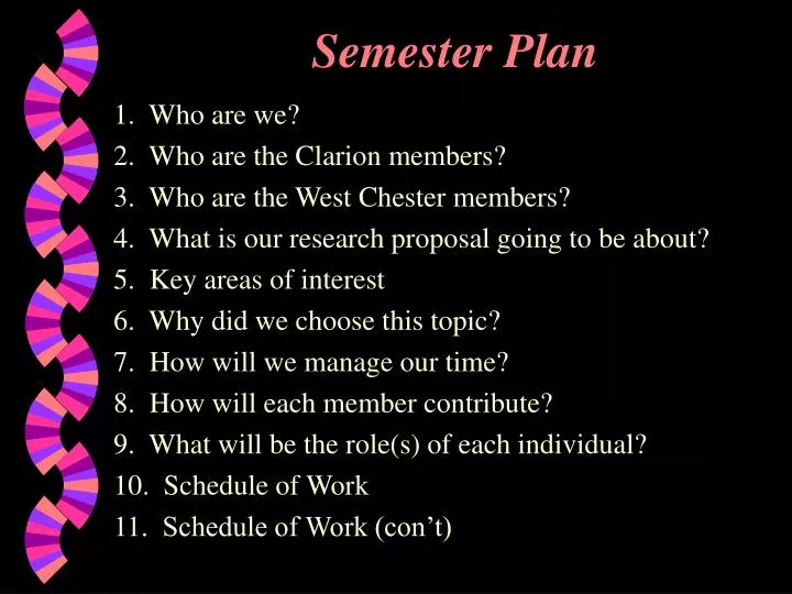 PPT - Semester Plan PowerPoint Presentation, free download - ID:3781354